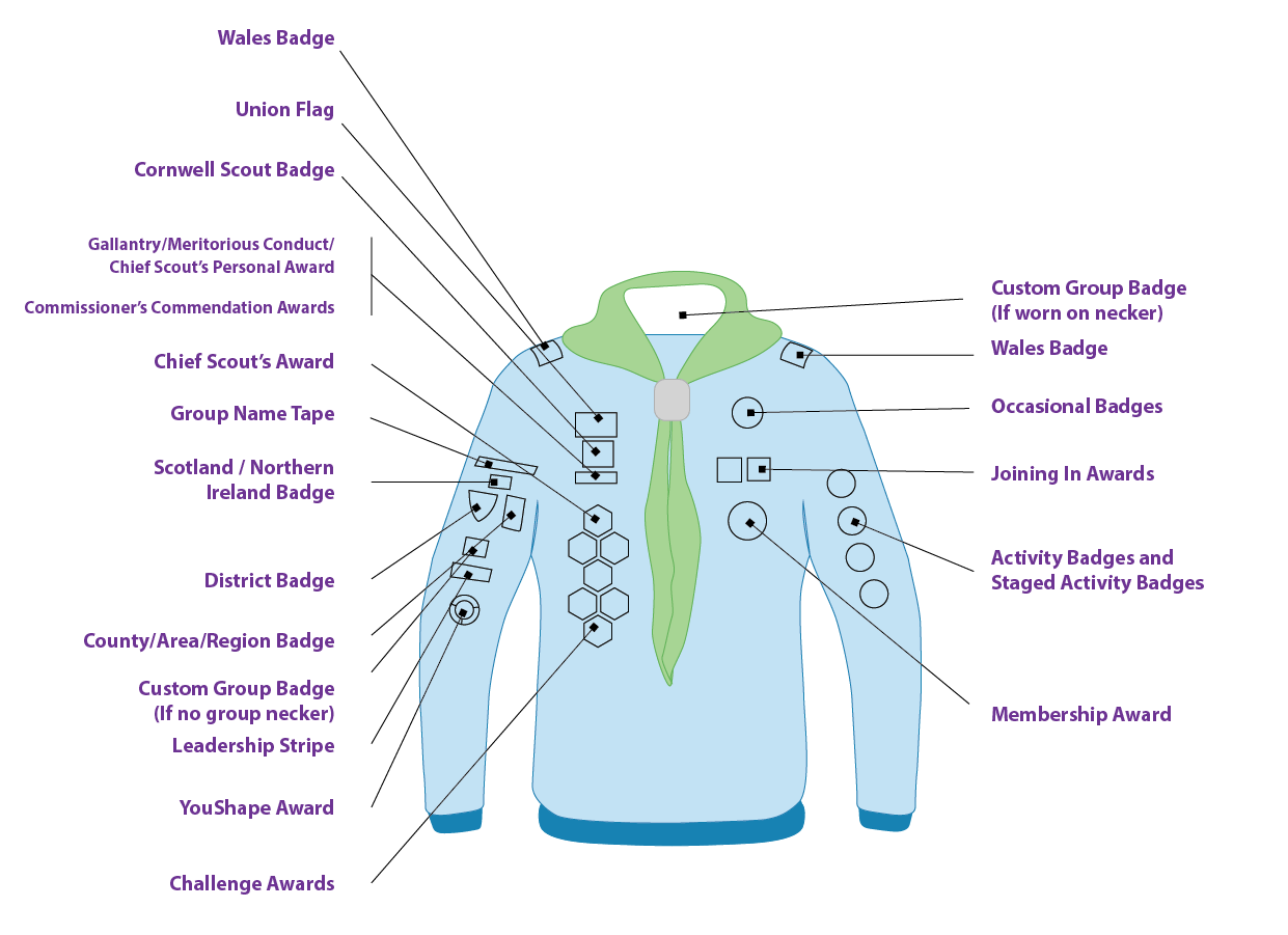 Beaver Scout Badge Placement UK - Scoutwise Neckers & Badges